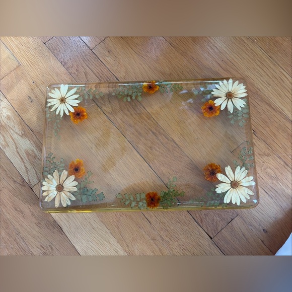Accents | Vintage Lucite Large Rectangular Footed Trivet Daisy Marigold ...